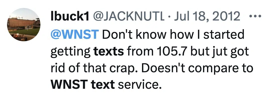 WNST STORY OF GLORY No. 9: The power of the WNST Text Service to break ...